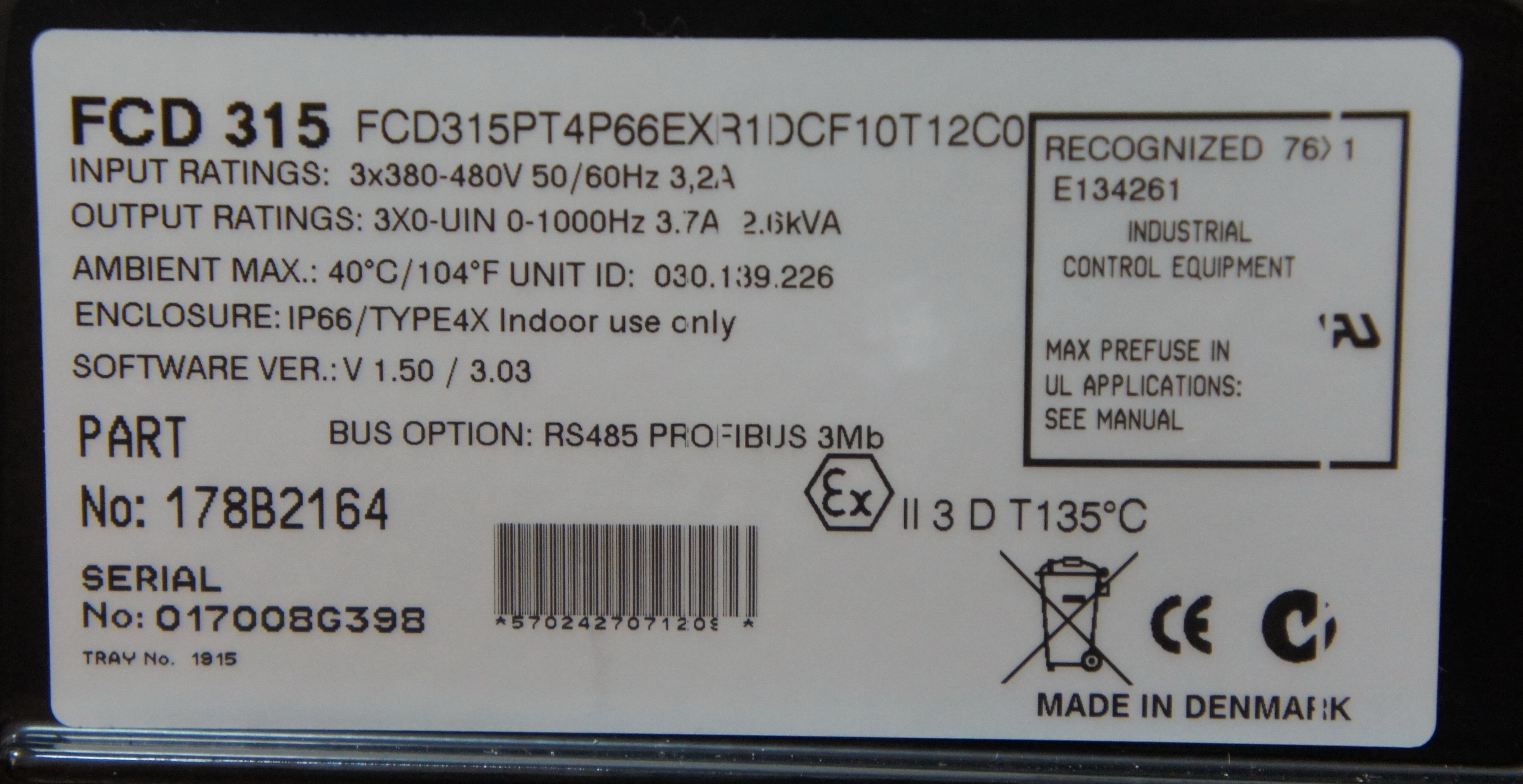Преобразователь частоты FCD 3ф 480В 1.5кВт IP66 ...